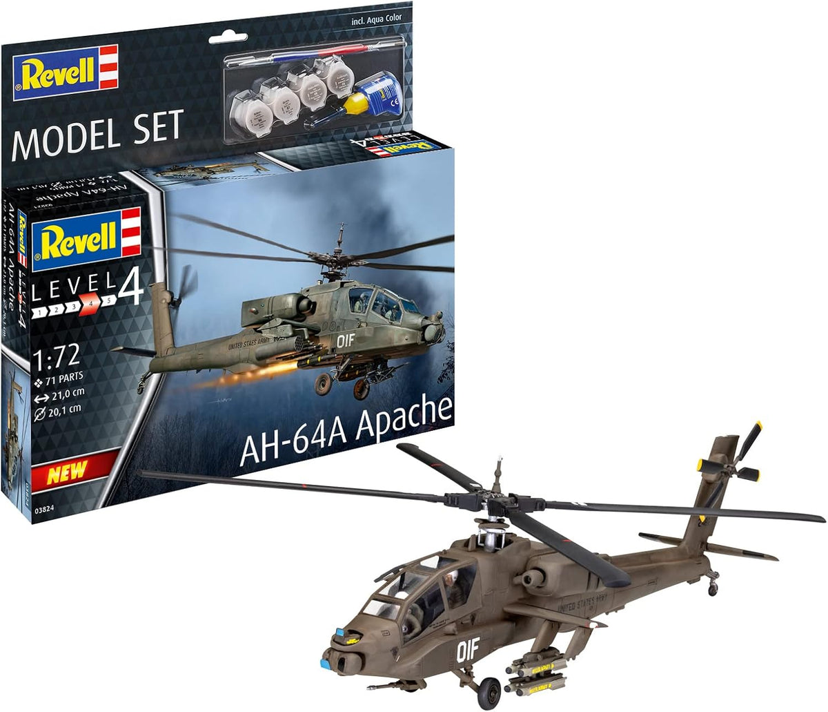 REVELL 63824 - AH-64A Apache 1:72 Scale Model Helicopter — REACTIVE Toys